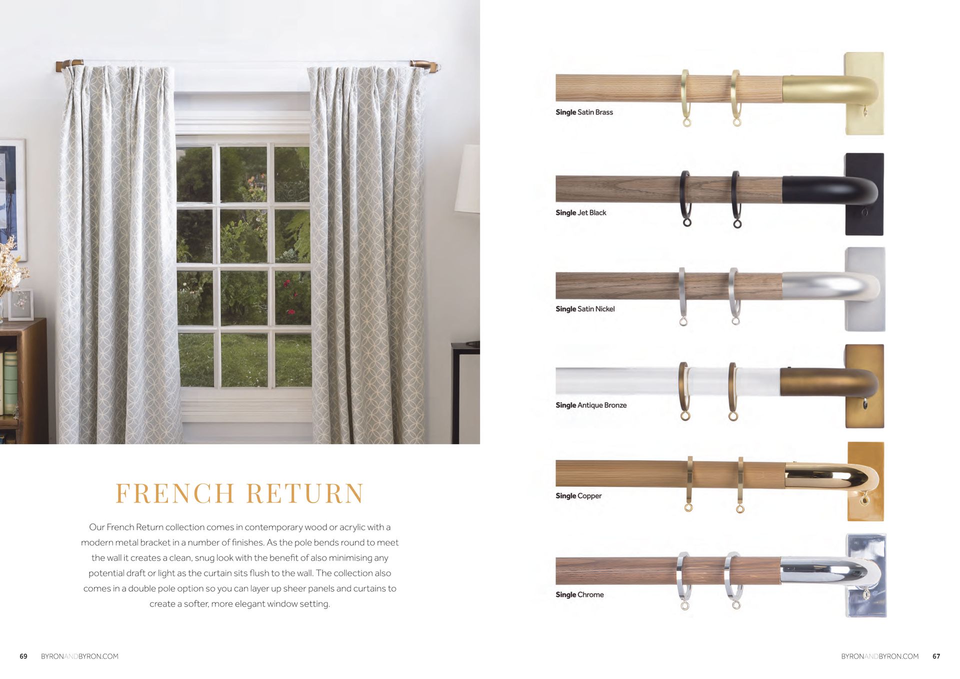 Byron and Byron | Double Bay Window Curtain Poles with French Returns
